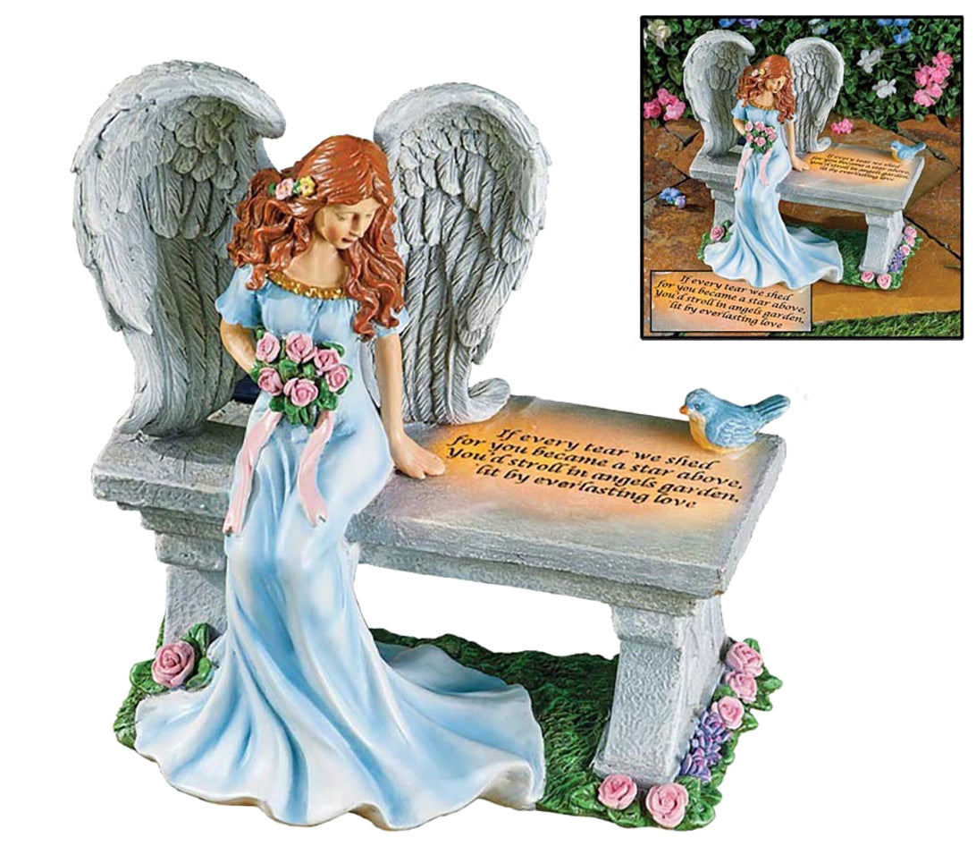 Angel Sitting on Bench Solar – McGaugh’s Gardening Complex