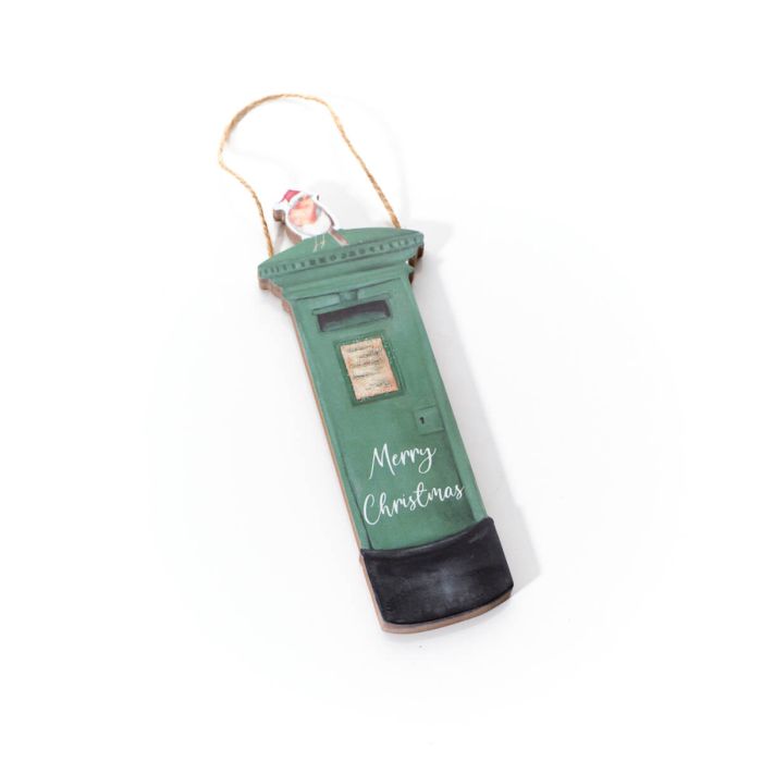 Christmas Robin Postbox Green Wood Tree Decoration – McGaugh’s ...