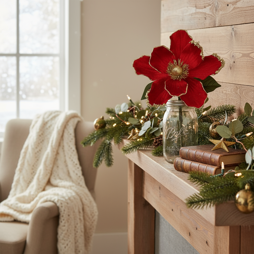 20cm Red / Gold Magnolia Pick – McGaugh’s Gardening Complex